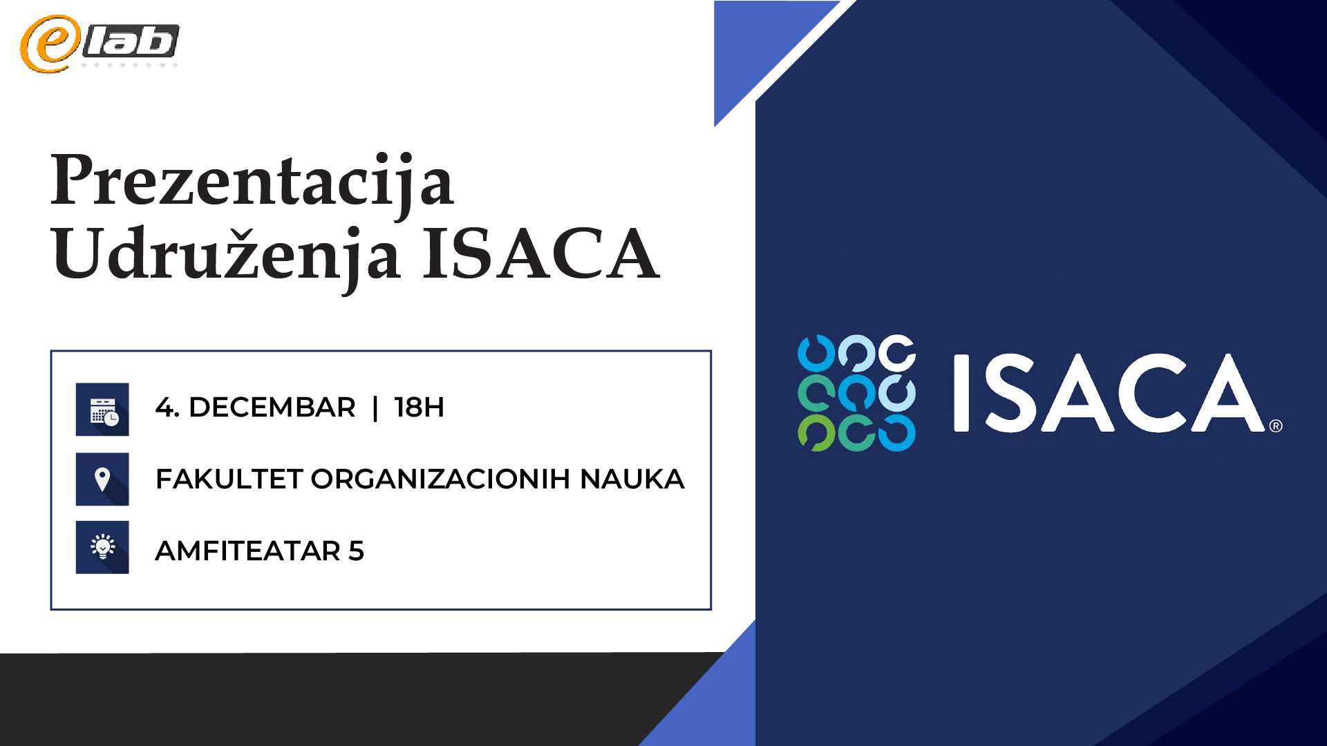 Najava prezentacije Udruženja ISACA Beograd na Fakultetu organizacionih ...
